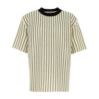 Jil Sander Homme, Tops, Beige, Taille: XL T-shirt Crochet Brod&eacute;