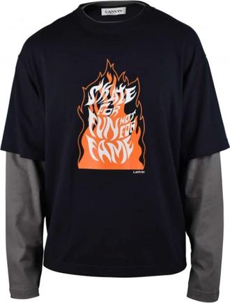 Lanvin Homme, Tops, Bleu, Taille: XL T-shirt imprim&eacute;