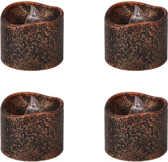 Amosfun 4Er-Set Flammenlose Elektrische Led Teelichter Mit Timer Glitzer Kerzenlicht F&uuml;R Halloween Hochzeit Weihnachten Und Party Schwarz Boden