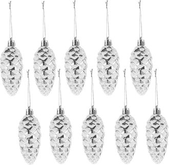 Valiclud Tannenzapfen Weihnachtsdekorationen Bruchsichere H&auml;ngende Anh&auml;nger Silber Kunststoff 10 St&uuml;ck f&uuml;r Festliche Anl&auml;sse und Neujahr
