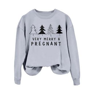 Generic 2026 Nouveaux sweats de No&euml;l pour femmes tr&egrave;s joyeux enceintes chemises graphiques de No&euml;l mignonnes mamans pulls de No&euml;l, gris, XXL