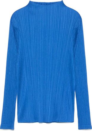 Pleats Please Issey Miyake Plissiertes Top - Blau