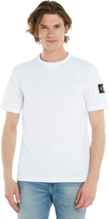 Calvin Klein Herren T-Shirt Kurzarm Regular Tee mit Logo-Badge, Weiß (Bright White), XXL