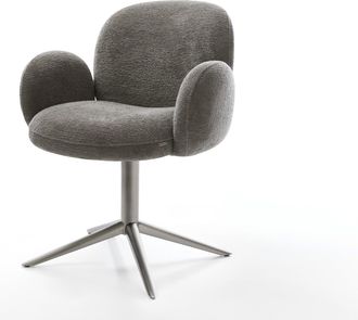 DELIFE Drehstuhl Nube-Flex mit Armlehnen Boucl&eacute; Soft Schlamm Fu&szlig;kreuz Graphit 360&deg; drehbar Wippfunktion Taschenfederkern, Esszimmerst&uuml;hle