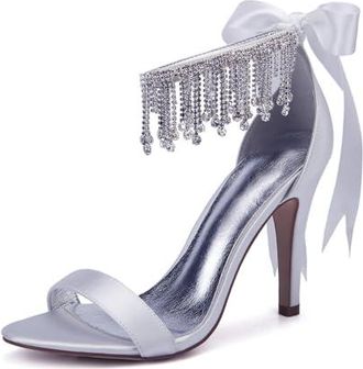 Generic Chaussures De Mariage Escarpins Femme Sandales Mari&eacute;e Bride Cheville Dress F&ecirc;te Aiguille Talon10.5CM,Blanc,38 EU