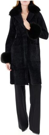 Joseph Ribkoff Femme, Vestes, Noir, Taille: 38 FR Manteau en fausse fourrure fil plume