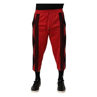 Dolce & Gabbana Bestickte- l&auml;ssige Cropped-Hose - - Trousers - Herren - Rot - M