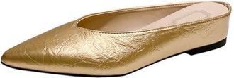 Generic Mules basses &agrave; bout pointu pour femme - Chaussures basses compens&eacute;es &agrave; bride arri&egrave;re - Escarpins d&eacute;t&eacute; d&eacute;contract&eacute;s, dor&eacute;, 40.5 EU
