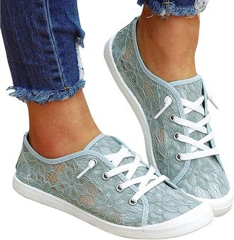 Minetom Damen Canvas Sneakers Turnschuh Low Top Flache Schuhe Frauen Schnürschuhe Loafer Sneakers Spitze Turnschuhe Schlupfschuhe Atmungsaktive Sommer Und Her