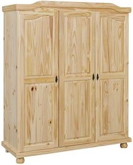 Inter Link SAS Armoire penderie rustique - Armoire de chambre 3 portes - 1 penderie et 5 niches - Armoire en pin massif - Vernis naturel - L :150 x P :56 x H:180 cm 