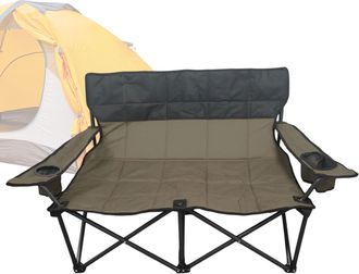 Generico Doppelklappstuhl für Camping, Doppel-Klappsessel für den Außenbereich, zusammenklappbar, atmungsaktive Rückenlehne, für Terrasse, Garten, Balkon, Pool