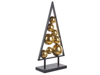 Beliani Edle Weihnachtsdekoration in Tannenform aus Metall Schwarz mit Kugeln Gold Ranua