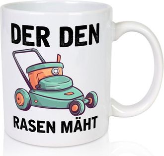 Generic Der den Rasen Mäht | Rasenmäher | Rasen - Tasse Weiss - Kaffeetasse/Geschenk/Familie