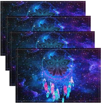 Generic 4Er Set Tischsets Traumfänger Mond Stern Galaxie Sternenhimmel Bohemian Lotus Hitzebeständig Platzsets Schmutzabweisend Platzdeckchen Für Hause Esszim