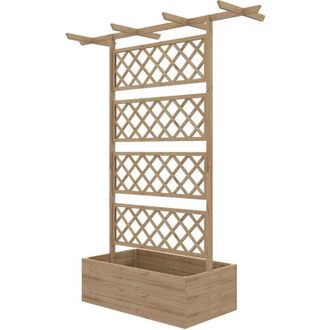 OUTSUNNY Jardini&egrave;re avec treillis et pergola - dim. 160L x 55l x 183H cm - bois sapin pr&eacute;-huil&eacute;