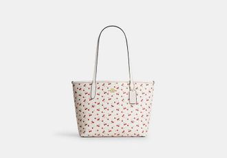 Coach Mittelgrosse City Tote Mit Kirschprint