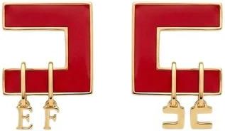 Elisabetta Franchi Maxi Logo Emaille-Ohrringe mit Anh&auml;ngern - - Accessories - Damen - Rot - ONE SIZE