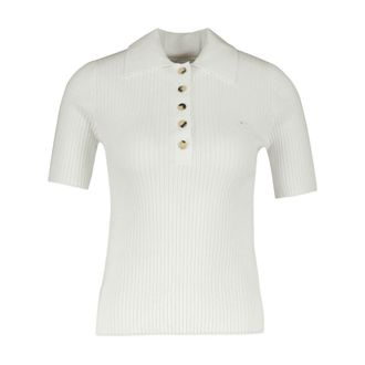 Courr&egrave;ges Womens Ribbed Cotton Polo White