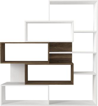 Moebel17 Marla B&uuml;cherregal Wei&szlig;, Regal Wandregal in Holz Optik, Standregal Aktenregal Aufbewahrung f&uuml;r Wohnzimmer, viel Stauraum, 151 x 139 x 25 cm, 3498