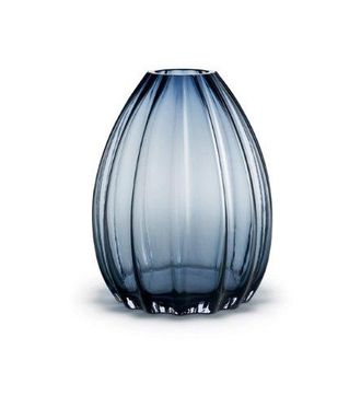 Holmegaard Vase H34 cm 2Lip aus mundgeblasenem Glas Originaldesign, blau