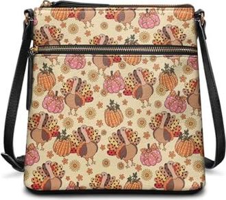 Hugs Idea Sac à bandoulière dautomne pour femme - Sac besace élégant de grande capacité, Citrouille de dinde Thanksgiving, Taille unique