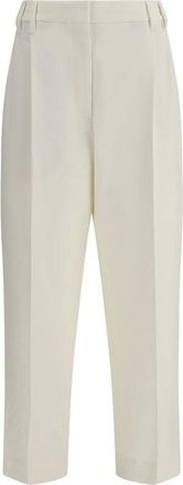Brunello Cucinelli Femme, Pantalons, Blanc, Taille: 38 FR Pantalon Chino en Coton avec D&eacute;tail Sur Mesure