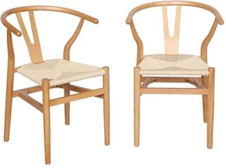Sweeek 2er-Set Holzstühl mit Sitzfläche aus Seilbespannung