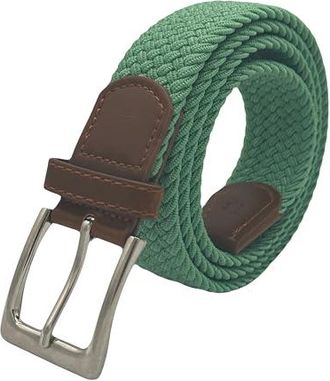 Migura Ceinture tressée élastique pour homme et femme Ceinture élastique extensible Sangle de travail Golf Casual Tactique Tissu Nylon Réglable Ceinture Vert