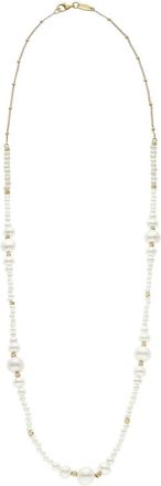 OrusBijoux Collier Argent Doré Long Cascade De Perle Naturelle Blanche