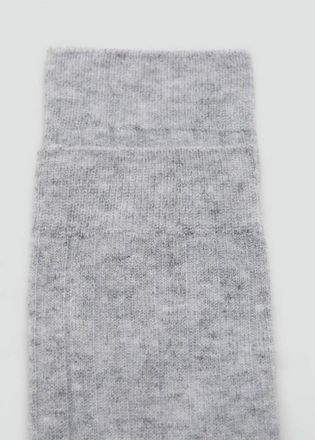 Mango Chaussettes laine m&eacute;lang&eacute;e maille c&ocirc;tel&eacute;e gris chin&eacute; moyen - Femme - Taille unique - MANGO