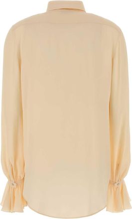 Alberta Ferretti Ruffle-Front Crepe Shirt - Beige
