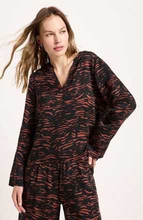 Lanius Lanius Damen vegan Bluse Mit Tiermuster Braun/Schwarz