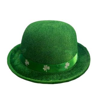 Generic Costume adulte flocage tissu tr&egrave;fle velours petit chapeau rond 1 chapeau, Vert, Taille unique
