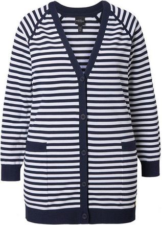 Ulla Popken Strickjacke Strickjacke in Ringeloptik aus Feinstrick