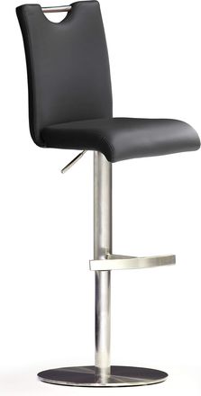 Robas Lund Barhocker Schwarz mit Lehne Barstuhl drehbar 360 Grad, Hocker höhenverstellbar, PU BAR.DO