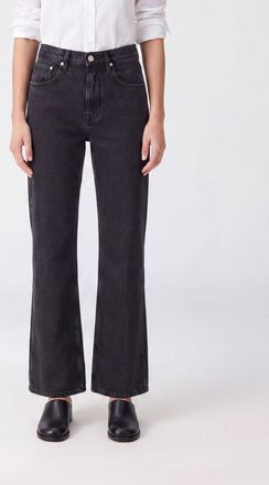 Jil Sander Jean &eacute;vas&eacute; taille mi-haute en denim de coton avec braguette zipp&eacute;e