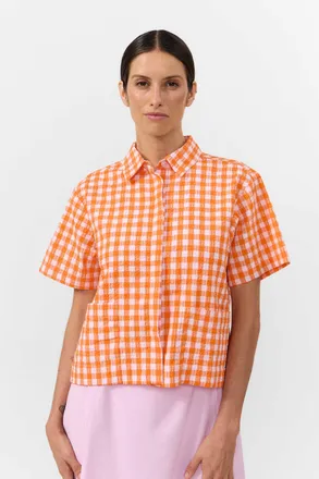 Suite13lab Damen vegan Hemd Eder Karo Orange