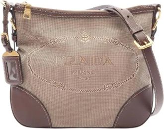 Prada Sac bandouli&egrave;re en toile et cuir jacquard logo Pre-owned - Femme - Pre-owned - Beige - Taille: ONE Size