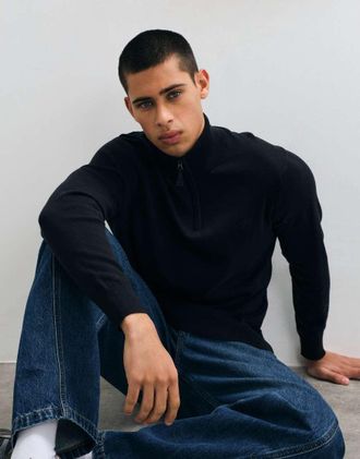 Timberland pull en coton zipp&eacute; 1/4 noir