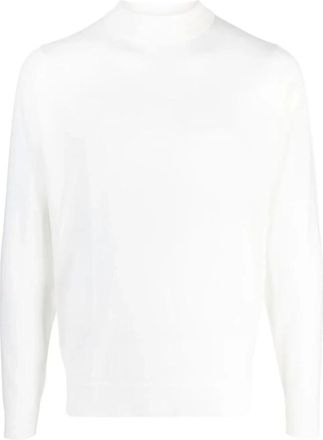 John Smedley Homme, Pulls, Blanc, Taille: 2XL Harcourt Mock Neck Sweater