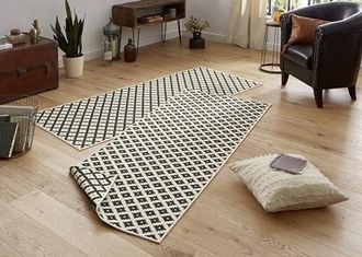 Hanse Home NORTHRUGS In- und Outdoor Teppich Nizza 80x350cm - Wendeteppich Wetterfest Modernes Geometrisches Muster Läufer für Balkon Terrasse Garten Wintergarte