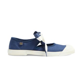 Valentino Blaue/Wei&szlig;e Ballerina-Sneakers mit Schleifendetails - - Shoes - Damen - Blau - 40 EU