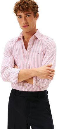 Tommy Hilfiger Herren Core Hairline Poplin Rf Mw0Mw41399 L/S Shirt, RED (Medium Red/Stripe), S
