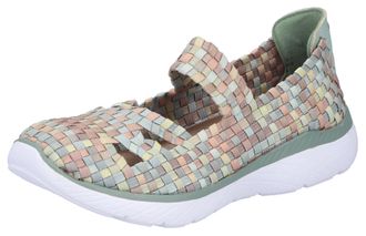 Rieker Riemchenballerina RIEKER, Damen, Gr. 39, bunt (multi), Lederimitat, Textil, Flechtoptik, Schuhe Riemchenballerina, Slipper, Schlupfschuh mit MemoSoft-