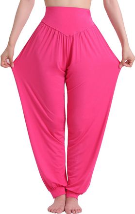 Hoerev Marke Super weiche Modal Spandex Harem Yoga Pilates Hosen, Gr.-XX-Large,Rosa
