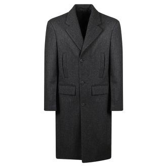 Prada Einreihiger Mantel aus Wolle - - Coats - Herren - Grau - M