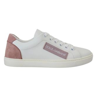 Dolce & Gabbana Femme, Chaussures, Blanc, Taille: 35 EU Baskets basses en cuir blanc-rose