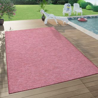Paco Home Outdoor Teppich Balkon Terrasse Pastellfarben Flachgewebe Gartenteppich Modern, Gr&ouml;sse:60x100 cm, Farbe:Fuchsia
