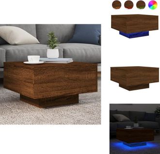 vidaXL Vidaxl - Table basse avec lumi&egrave;res led ch&ecirc;ne marron 55x55x31 cm - Table Basse Design - Table Basse Led - Table Basse Lumineuse - Meuble Salon - Table