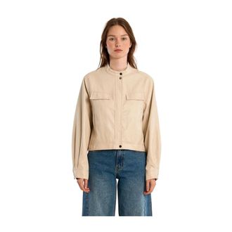 Molly Bracken Femme, Vestes, Beige, Taille: 38 FR Veste en Simili Cuir